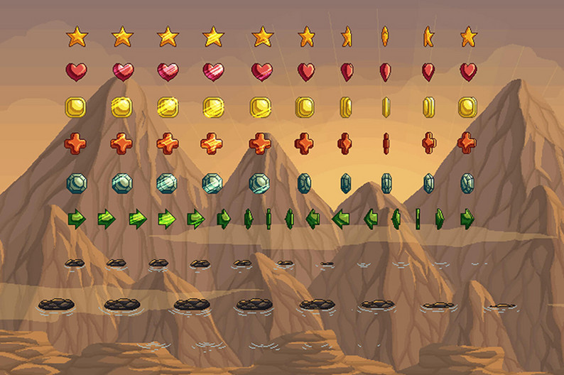 Mountain Platformer 2D Tileset Pixel Art by Free Game Assets (GUI ...