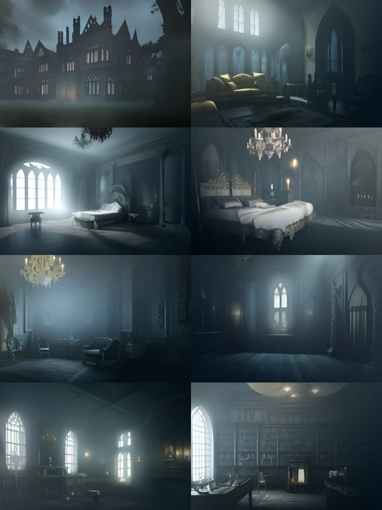 Haunted Vampire Mansion Pack: 16 Visual Novel Backgrounds by Rachel Chen