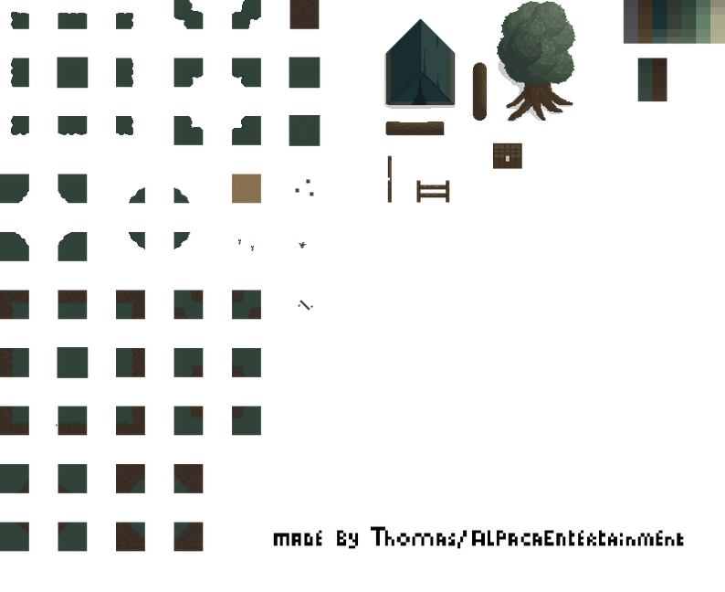 2D Pixel Art Forest Tent Tileset by ThomasWasTaken