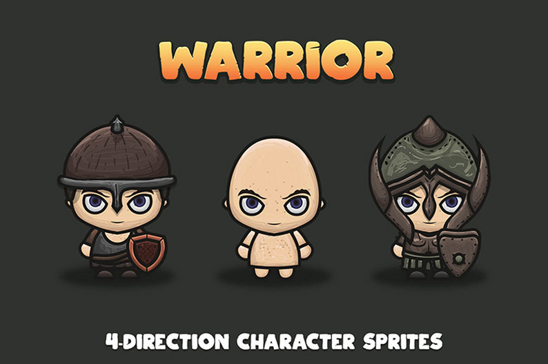 Free Warrior 4-direction Characters by Free Game Assets (GUI, Sprite ...