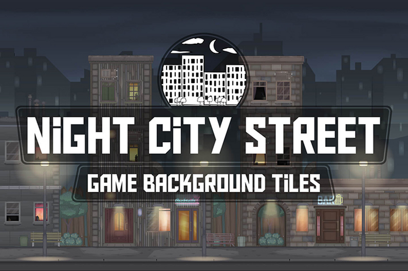 Night City Street 2D Background Tiles by Free Game Assets (GUI, Sprite ...