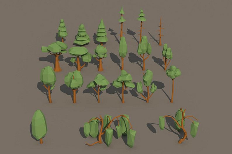 Free Tree 3D Low Poly Models by Free Game Assets (GUI, Sprite, Tilesets)