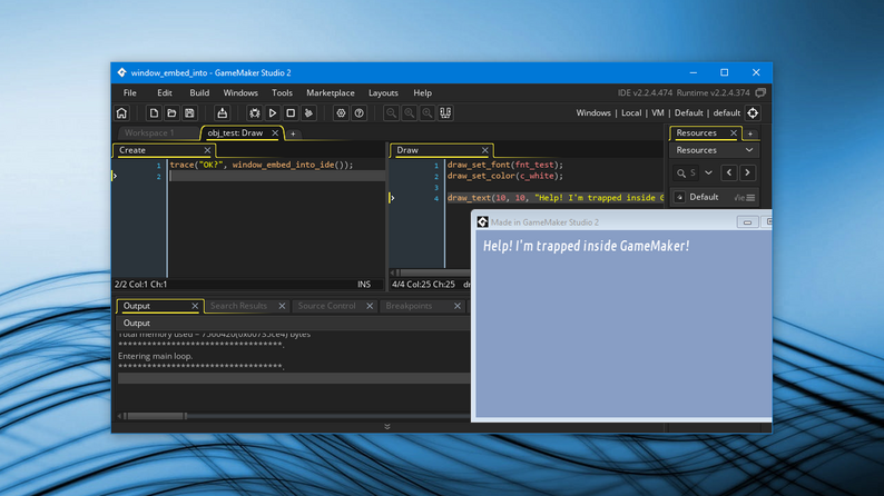 window_embed_into for GameMaker by YellowAfterlife