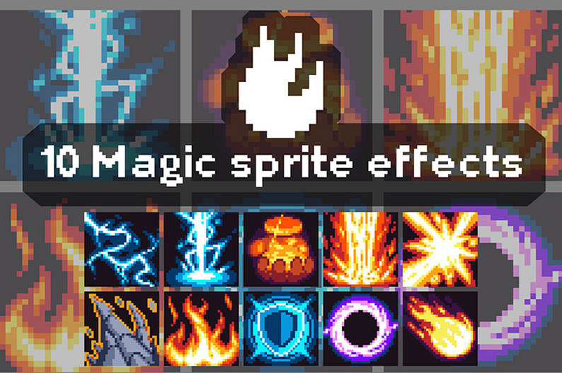 Pixel Art Magic Sprite Sheet Effects by Free Game Assets (GUI, Sprite ...
