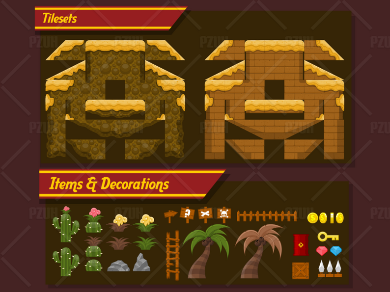 Egyptian Desert - Platformer Tileset by pzUH