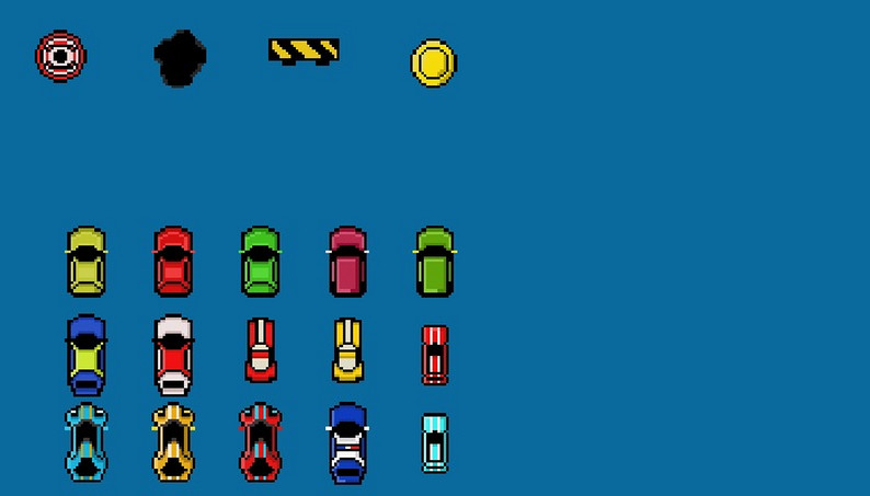 Top down pixel car game asset by Kraken Studio