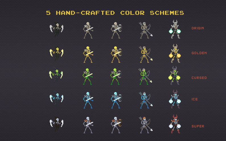 Skeleton Warriors Pixel Art Monster Asset by sanctumpixel