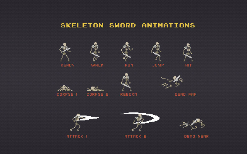 Skeleton Warriors Pixel Art Monster Asset by sanctumpixel