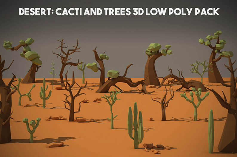 Desert: Cactus and Tree 3D Low Poly Pack by Free Game Assets (GUI ...