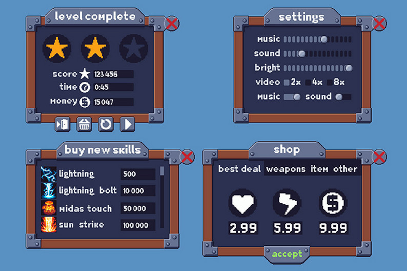 Pixel Art 2D Game UI by Free Game Assets (GUI, Sprite, Tilesets)