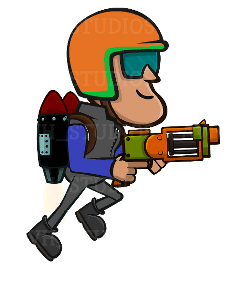 2D Jet Pack Character Sprite by advithshetty