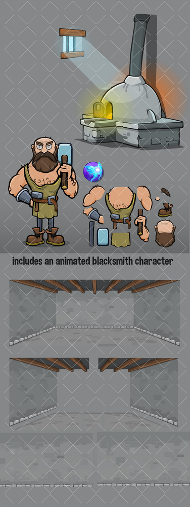 Forge scene creation pack by Robert Brooks - gamedeveloperstudio.com