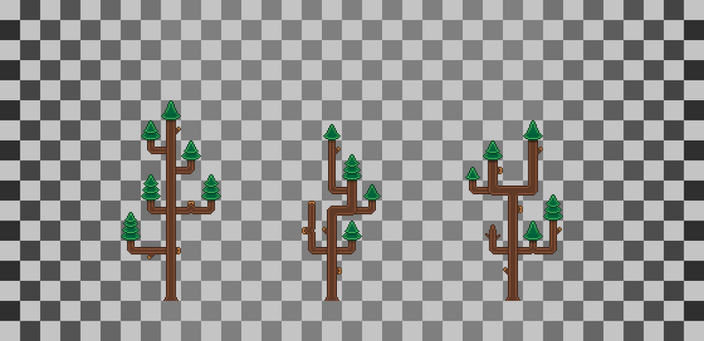 Pixel Pine Tree 16x16 Tile set by Limitless Assets