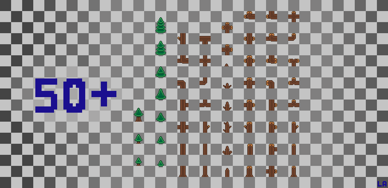 Pixel Pine Tree 16x16 Tile set by Limitless Assets