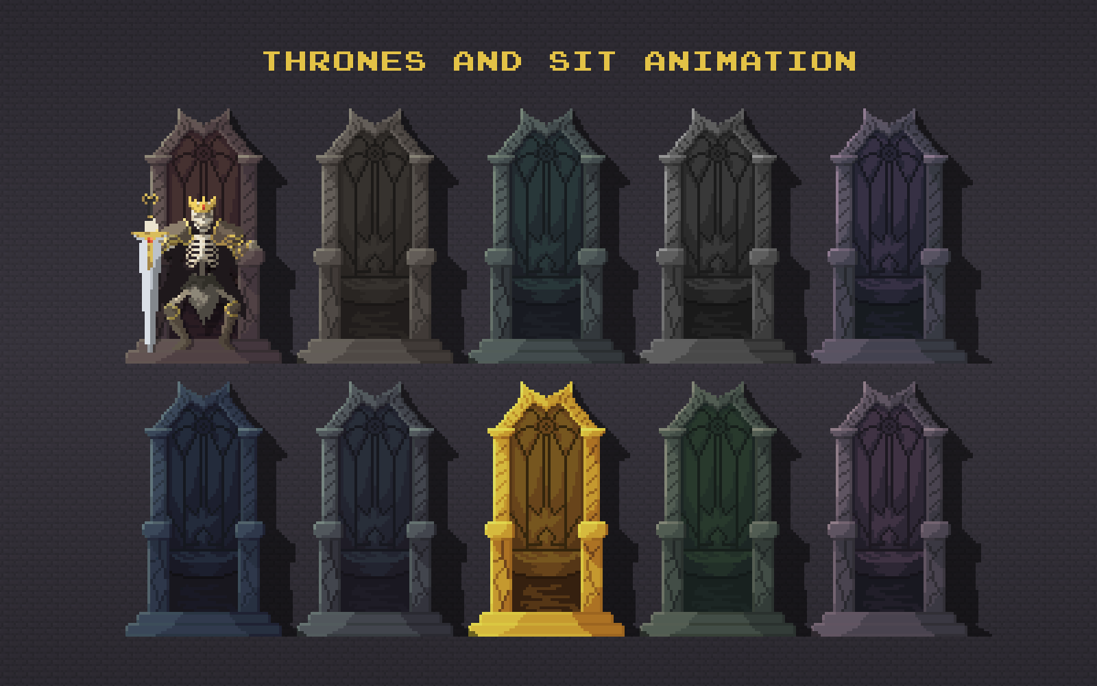 Skeleton King Pixel Art Monster Asset by sanctumpixel
