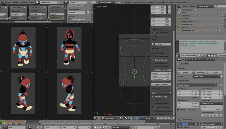 Sprite Render Kit - for blender 3d - 60% off + example animated.blend ...