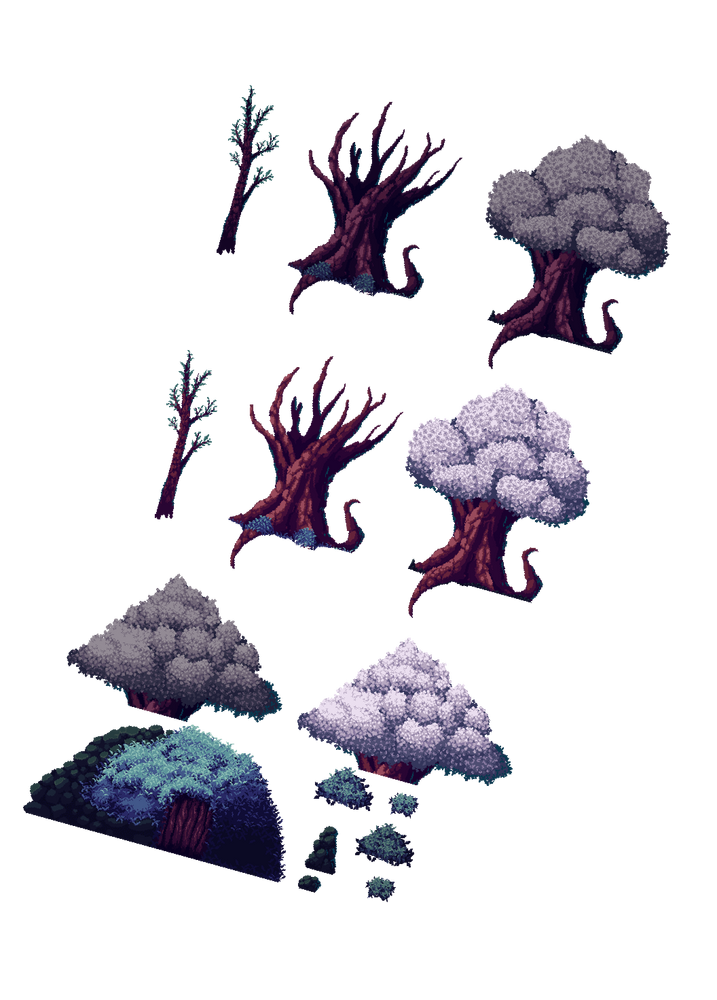 16x16px night forest tileset with animation by kentang