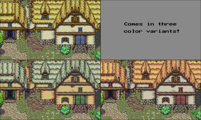 Pixel Art Tileset - Thatch Roof Home by Seliel the Shaper
