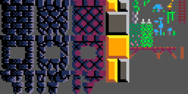 8x8 PICO-8 Metroidvania Tileset by Superdark
