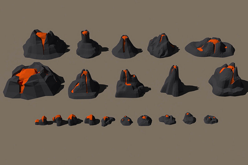 Volcanoes 3D Low Poly Pack by Free Game Assets (GUI, Sprite, Tilesets)