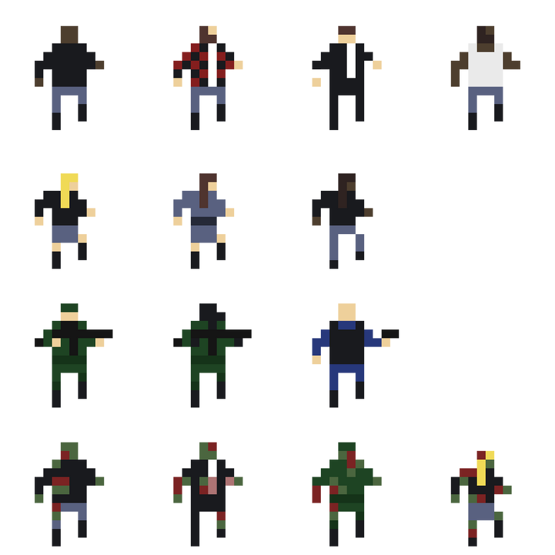 Zombie Roguelike Characters 16x16 by Jere Sikstus