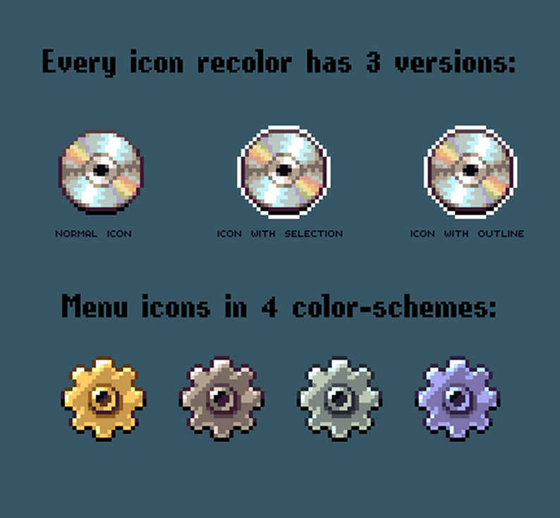 Pixel Menu GUI HUD Options & Icons by Thomas Feichtmeir "Cyangmou"