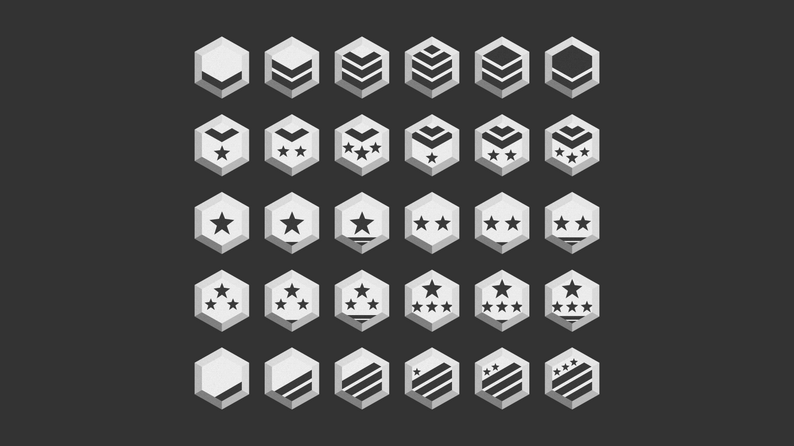 Fictional Military Ranks Icons Set by Warstellar