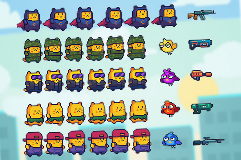 Cats vs. Bird: Slingshot game Pixel Art by aztrakatze