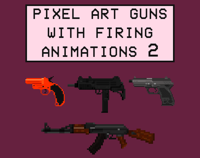 Pixel art guns with firing animations 2 by GG Undroid Games
