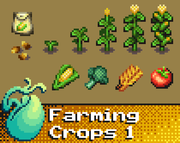 Pixel Art Icon Sprites & Object Set - Farming Crops #1 by Seliel the Shaper