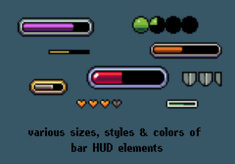 Pixel Menu GUI HUD Health & Bars by Thomas Feichtmeir "Cyangmou"