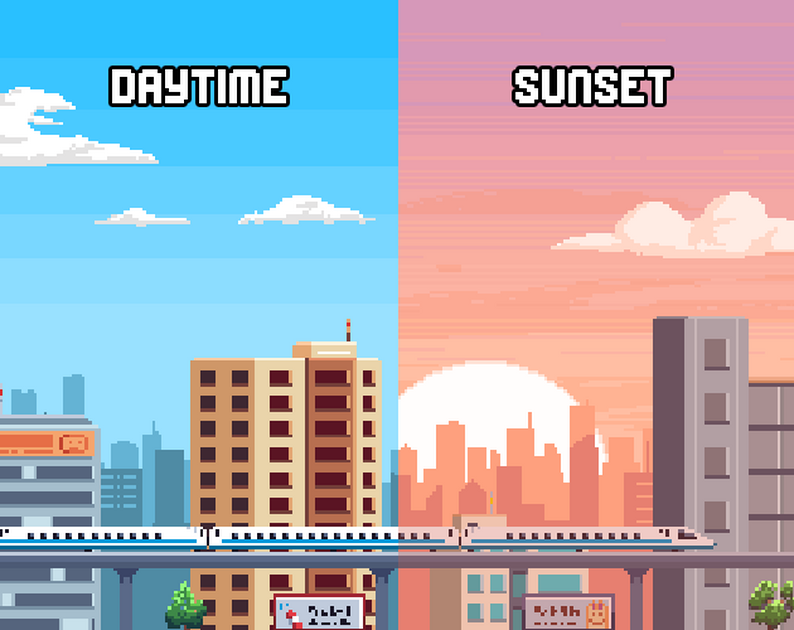 Pixel Sidescroller Background City by DyLESTorm