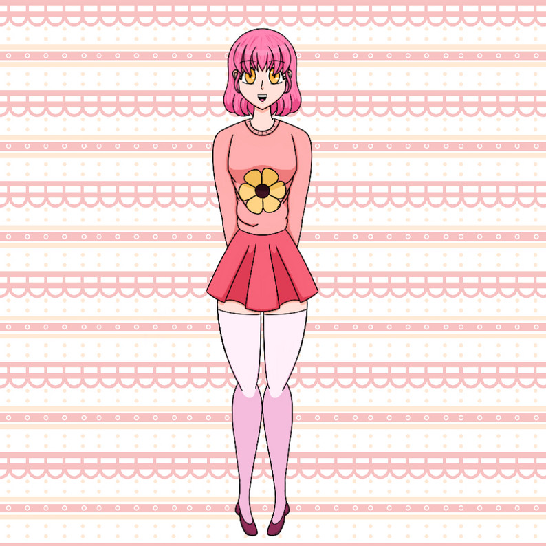 Pink girl dating sim sprites by Moon Fairy