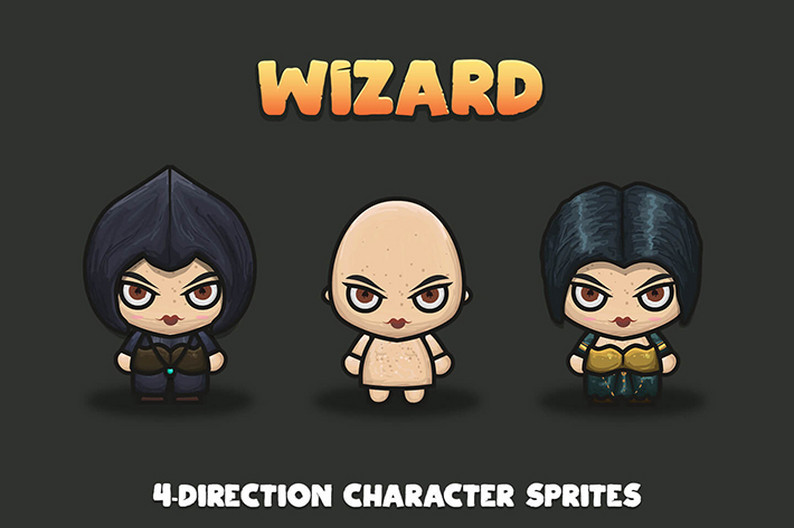 Wizard 4-Direction Sprites by Free Game Assets (GUI, Sprite, Tilesets)