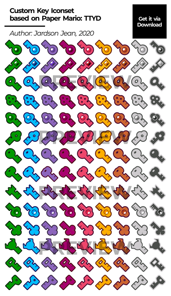 Custom Key Iconset - Paper Mario Style by LadyLuck