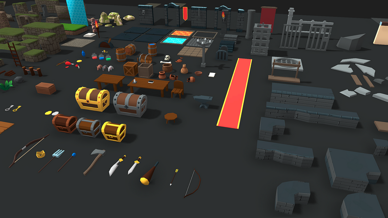 Modular Cartoon Low-Poly Dungeon Props and Tileset Pack by Overaction ...