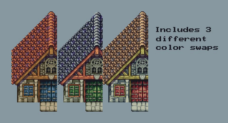 Pixel Art Tileset - Stonework Home by Seliel the Shaper