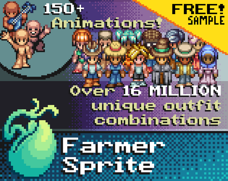 Free Pixel Art Character - The Mana Seed "Farmer Sprite System" by ...