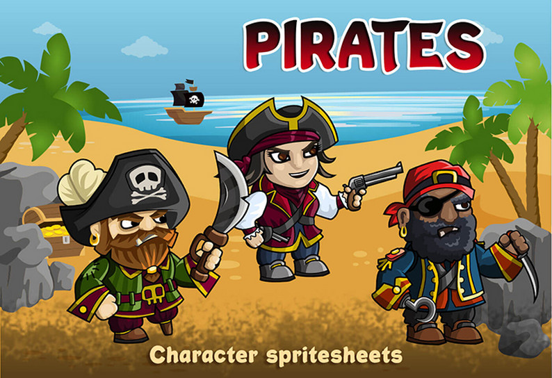 Free 2D Pirate Sprites by Free Game Assets (GUI, Sprite, Tilesets)