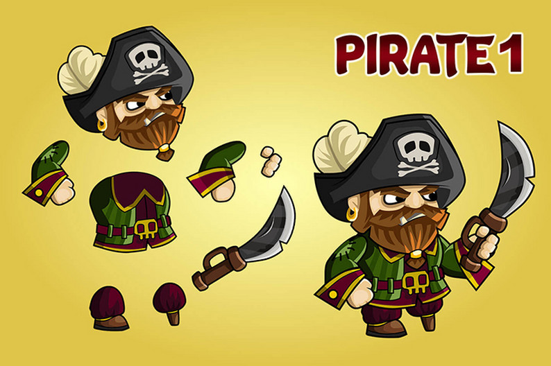 Free 2D Pirate Sprites by Free Game Assets (GUI, Sprite, Tilesets)