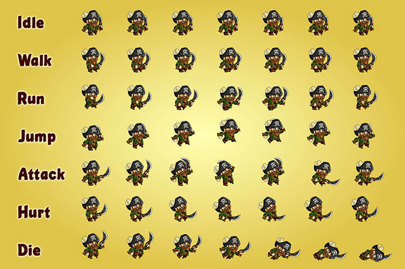 Free 2D Pirate Sprites by Free Game Assets (GUI, Sprite, Tilesets)