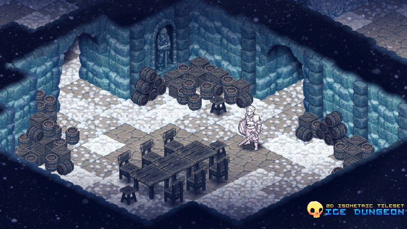 2D Isometric Tileset: Ice Dungeon by Golden Skull Art