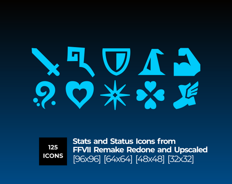 Stats and Status Icons from FFVII Remake Redone and Upscaled by LadyLuck