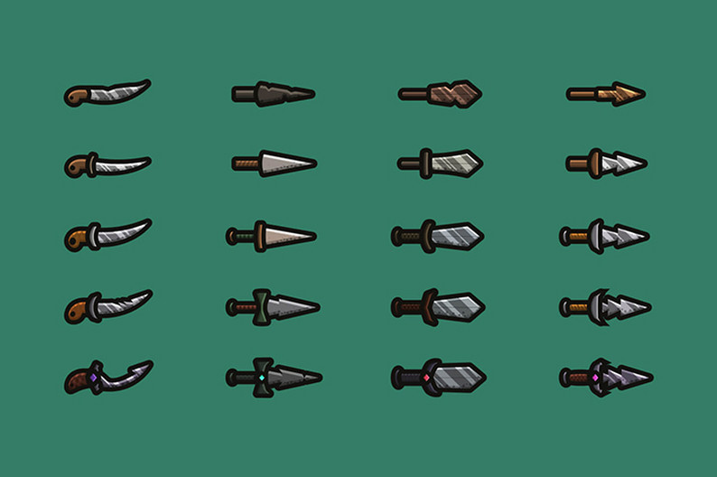 Dagger 2D Weapons by Free Game Assets (GUI, Sprite, Tilesets)