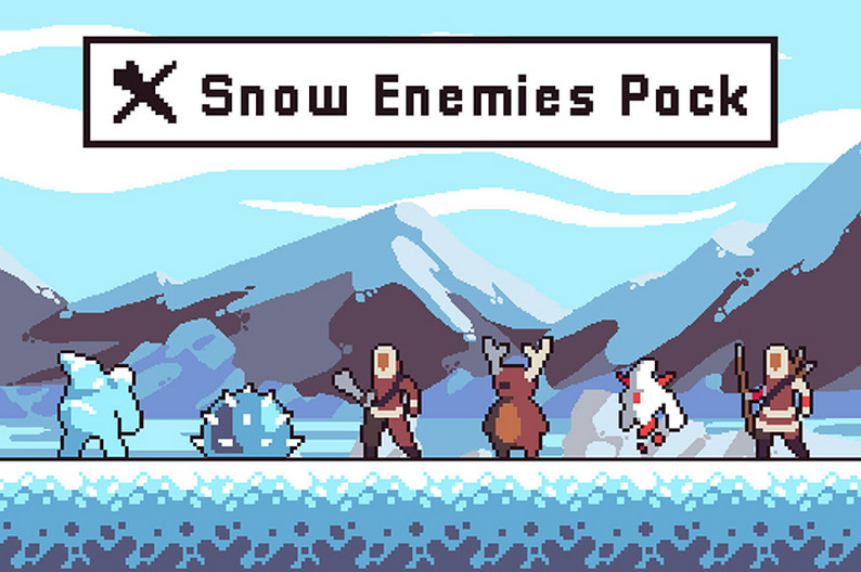 Snow Enemy 2D Sprites Pixel Art by Free Game Assets (GUI, Sprite, Tilesets)