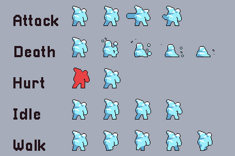 Snow Enemy 2D Sprites Pixel Art by Free Game Assets (GUI, Sprite, Tilesets)
