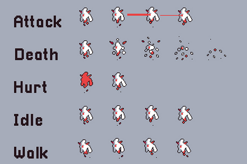 Snow Enemy 2D Sprites Pixel Art by Free Game Assets (GUI, Sprite, Tilesets)