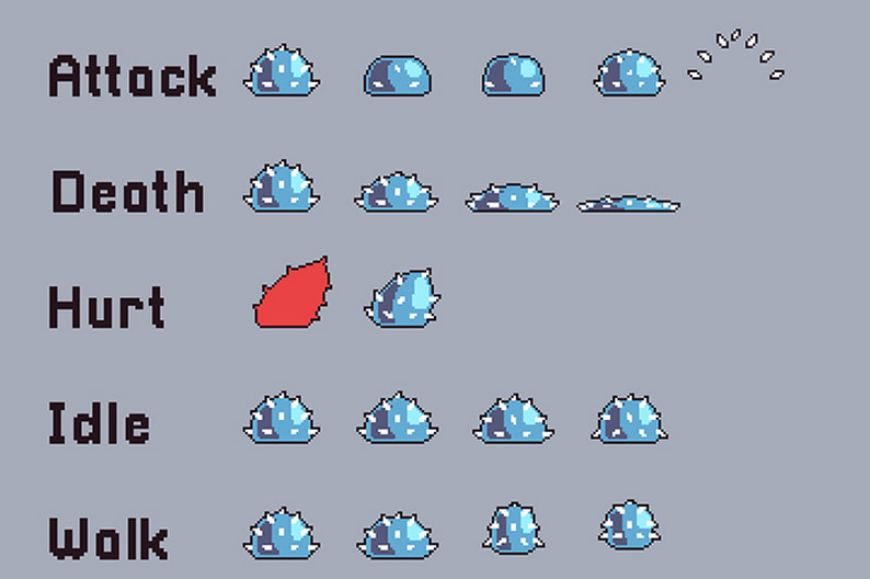 Snow Enemy 2D Sprites Pixel Art by Free Game Assets (GUI, Sprite, Tilesets)