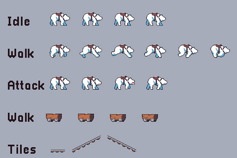 Pixel Art Animal Sprite Sheets by Free Game Assets (GUI, Sprite, Tilesets)