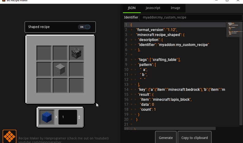 Crafting Table Recipe Maker by Hanprogramer
